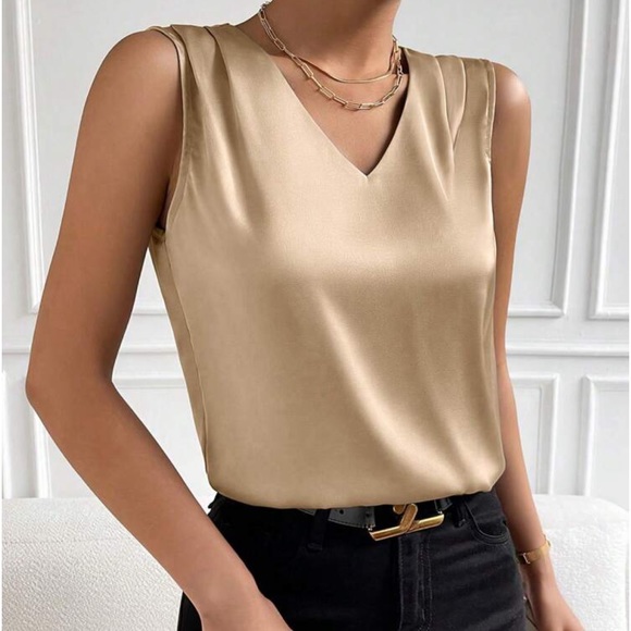 Tops | Elegant Classic V Neck Sleeveless Office Work Tank Top Blouse ...
